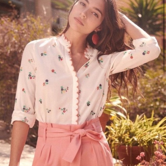 Sezane | Tops | Nwt Sezane Louise Floral Embroidered Blouse Sz36 | Poshmark